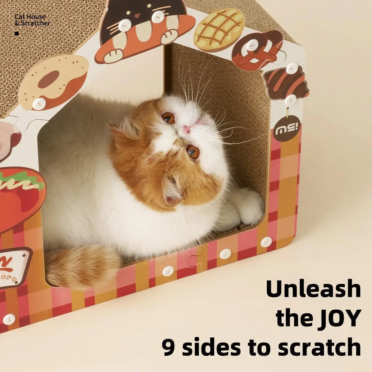 Foldable Cat Scratching Cardboard Lounge Bed Detachable Cat Scratcher ...