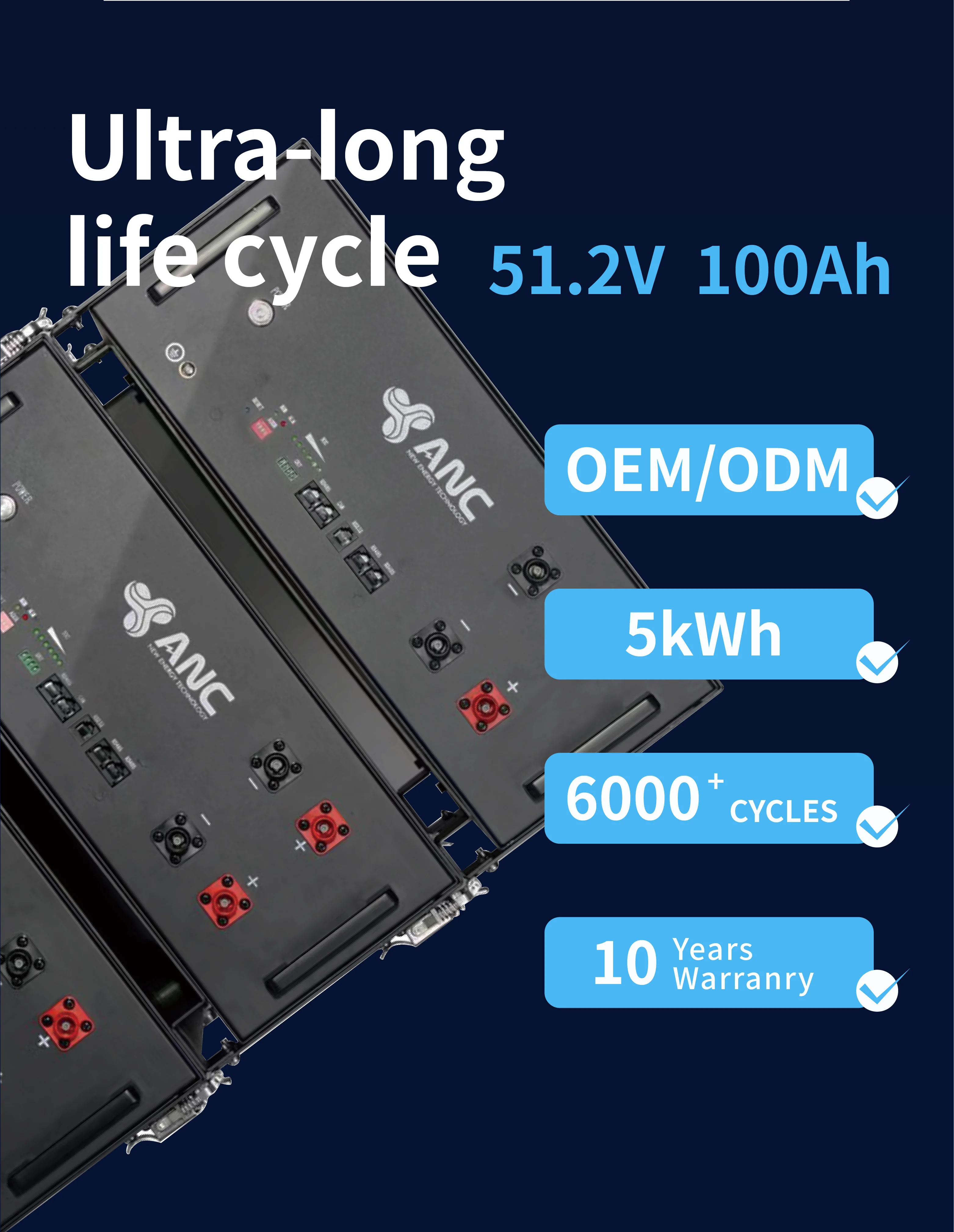 ANC 100ah 3.2v Stacked Lifepo4 Battery Pack 5kwh 10kwh 15kw 20kw ...