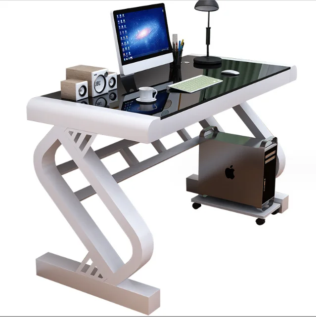 Modern Executive Tempered Glass Computer Desk Home Office Furniture ...
