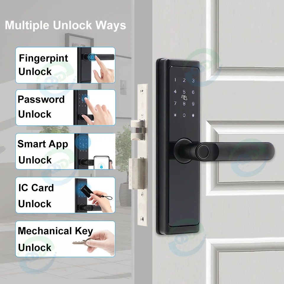 Fechadura Digital Tuya Smart Wifi Lock Security Wireless Biometric Fingerprint Rfid Keyless ...