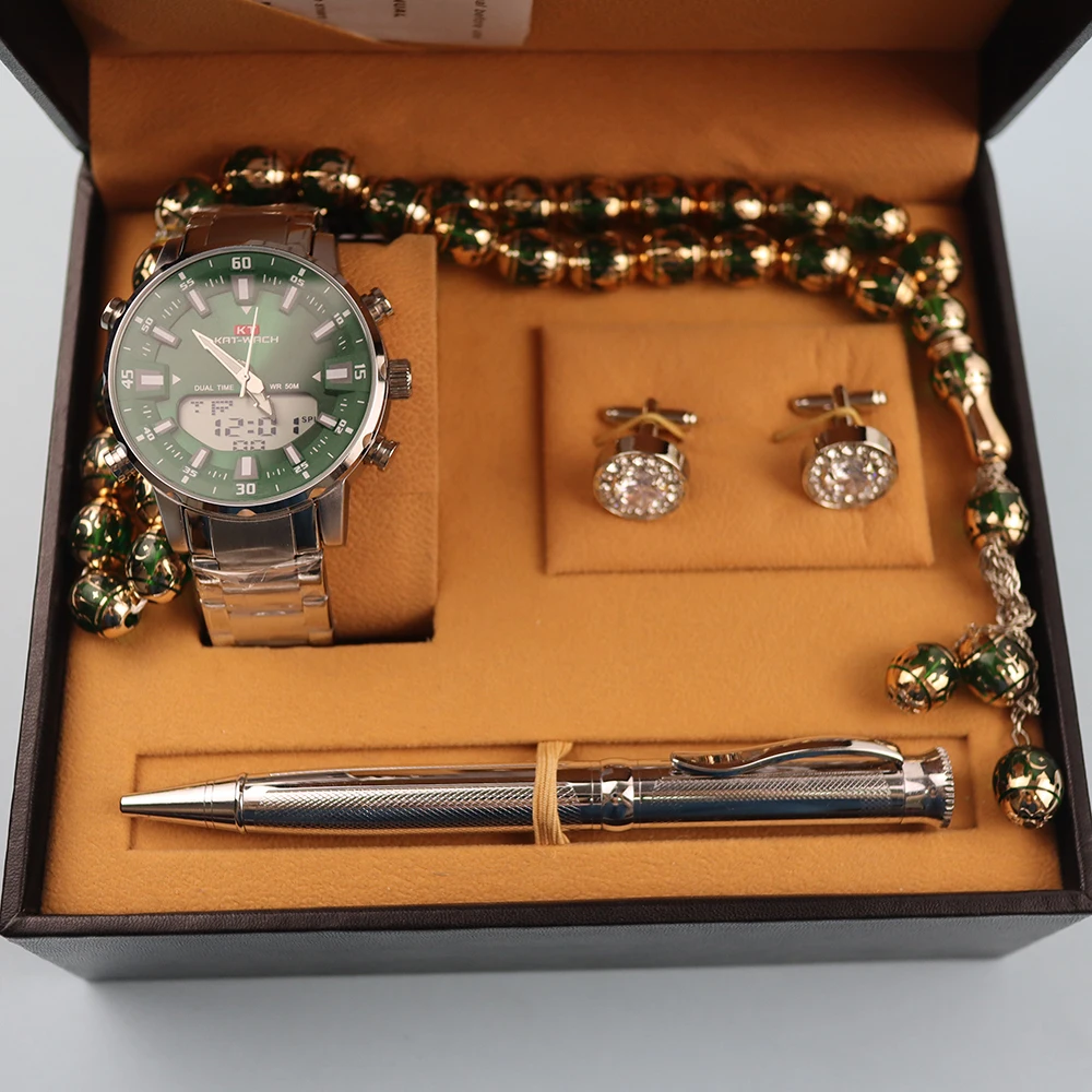 Luxury Green Color Muslim Man Watch Gift Sets Packing For Man For ...