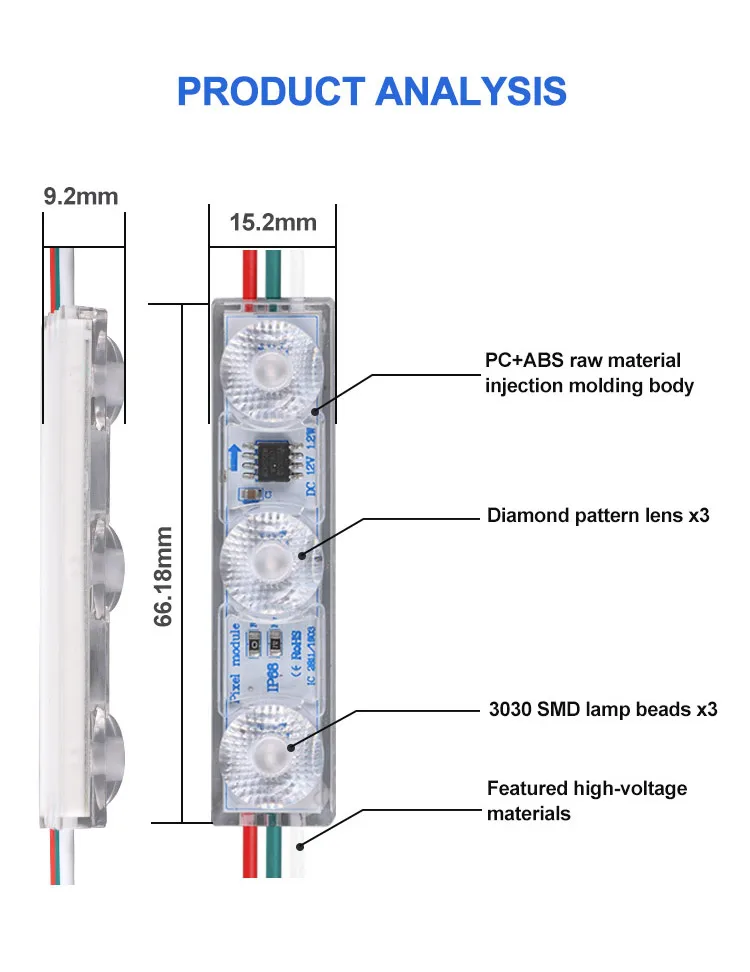Rgb Full Color 1.2w 12v Control Outdoors Ip68 Waterproof 3030 3led Smd ...