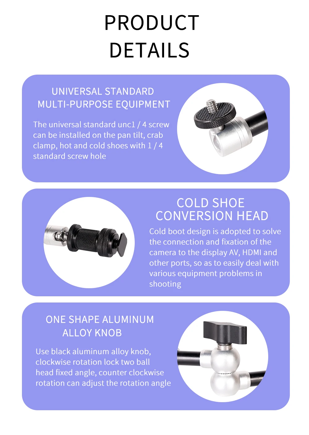 Stainless Steel 7 Inch Magic Arm Mount For Camera & Tripod