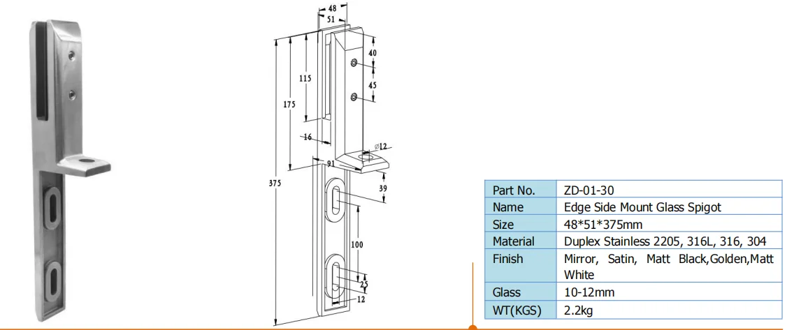 ZD Frameless Balcony Railing Italian Design Edge Side Mount Glass ...