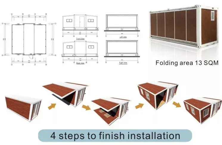 Modern Outdoor Prefab Casa Modular Extendable Foldable Container Tiny ...