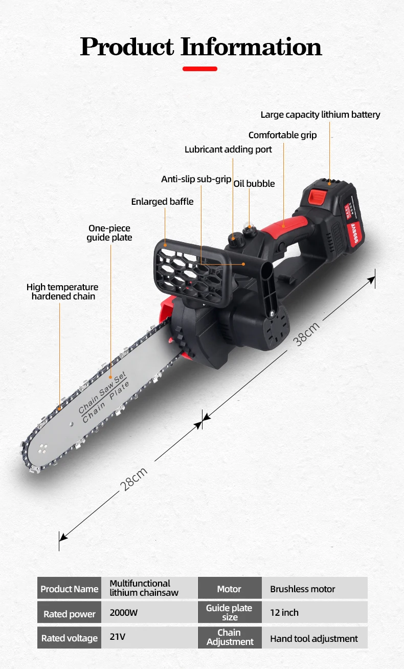 12inch Cordless Chain Saw Rechargeable Battery Portable Lithium Battery ...