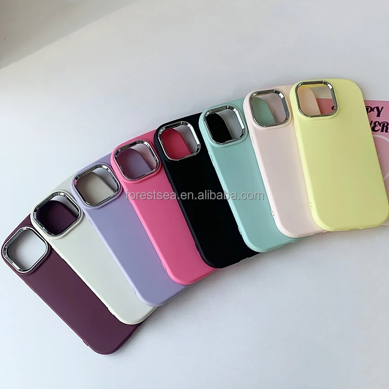 Custom Pure Color Electroplated Camera Frame Phone Case