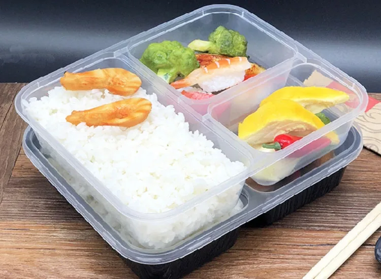 3 Compartment Takeaway Food Trays Disposable Bento Lunch Containers ...