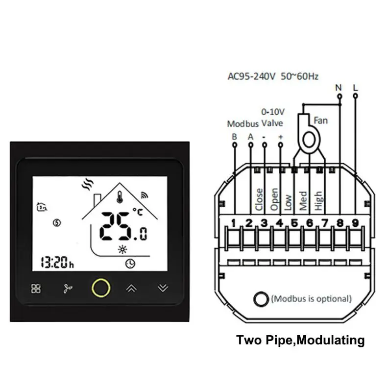 Touch Screen Smart WiFi Thermostat for Air Conditioning Control - OEM