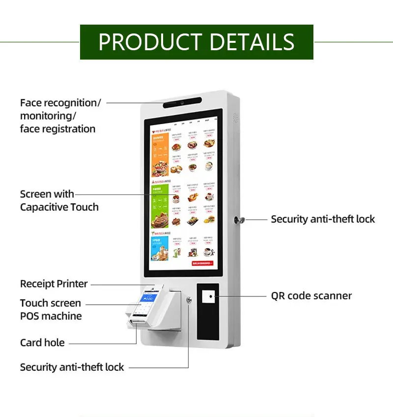 HONGNUO 24'' Windows OS Restaurant Interactive Touch Screen Self ...