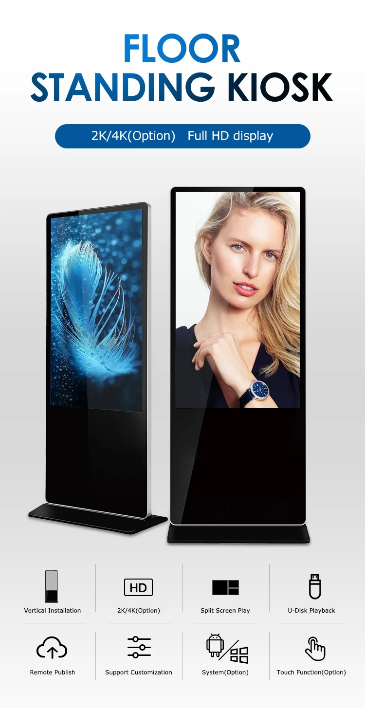 Information Interactive Kiosk Flor Stand 4k Full Hd Digital Signage ...