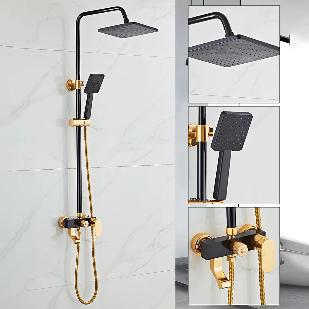 Black Gold Shower Set System Chuveiro Space Aluminium Ensemble Douche ...