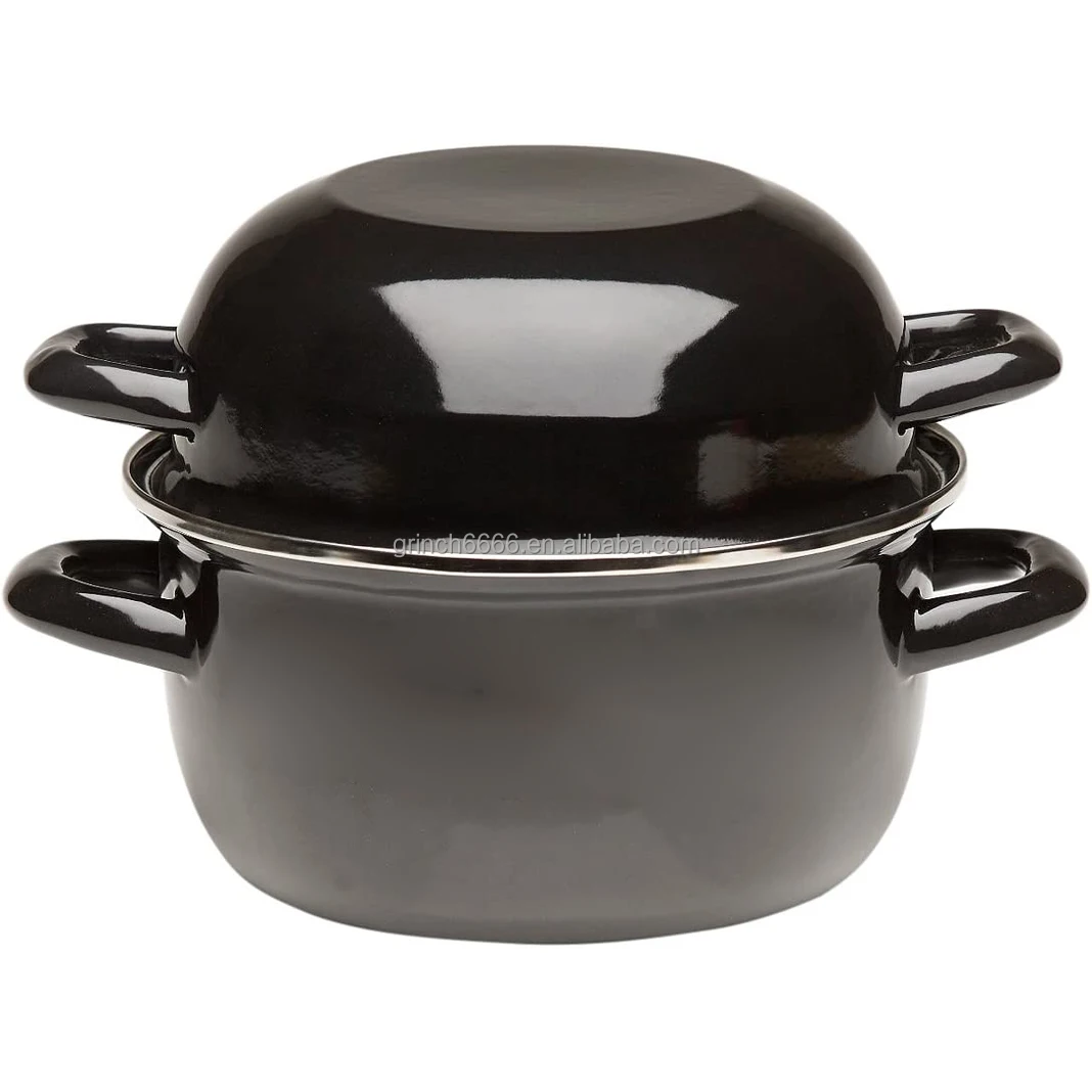 Enamel Mussel Pot with Lid - Durable Cookware Sets