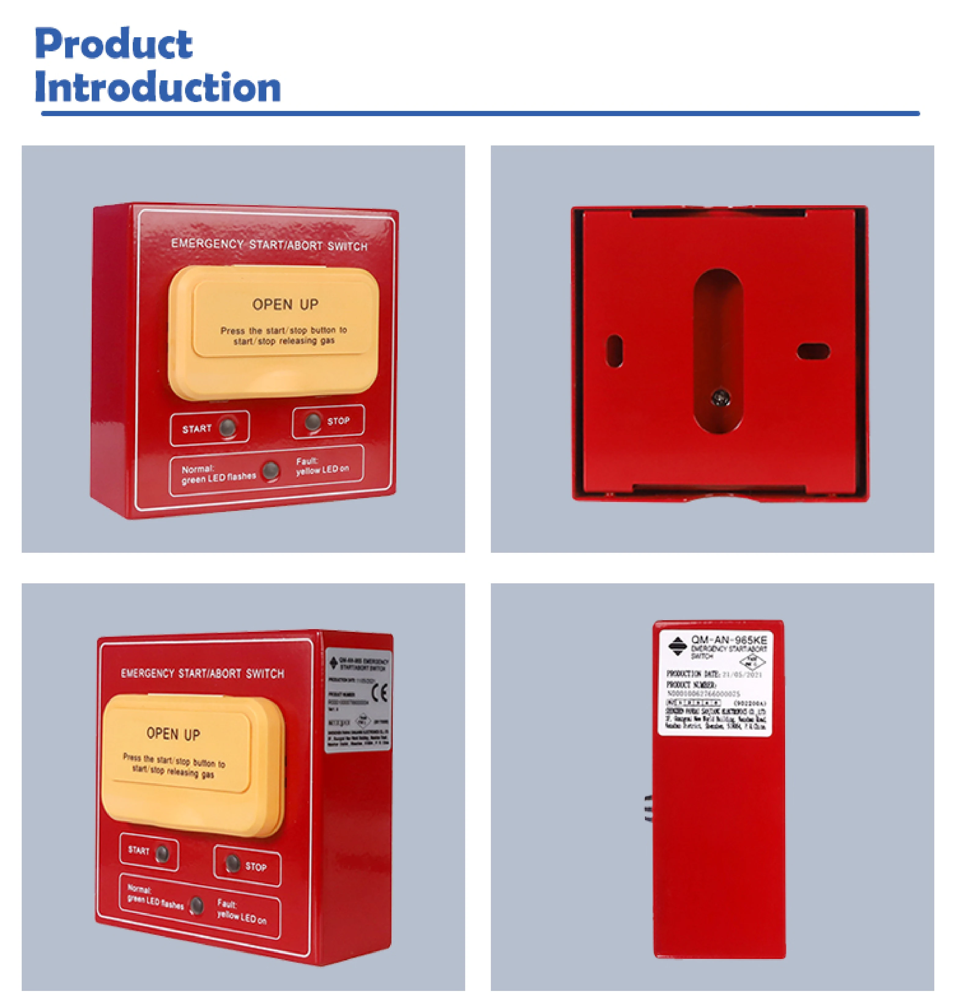 Emergency Start/stop Button For Gas Extinguishing System - Buy ...