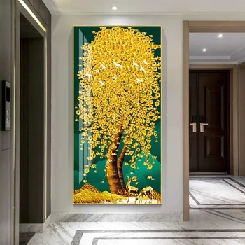 Modern Luxury Ginkgo Plant With Diamond Crystal Porcelain Painting ...