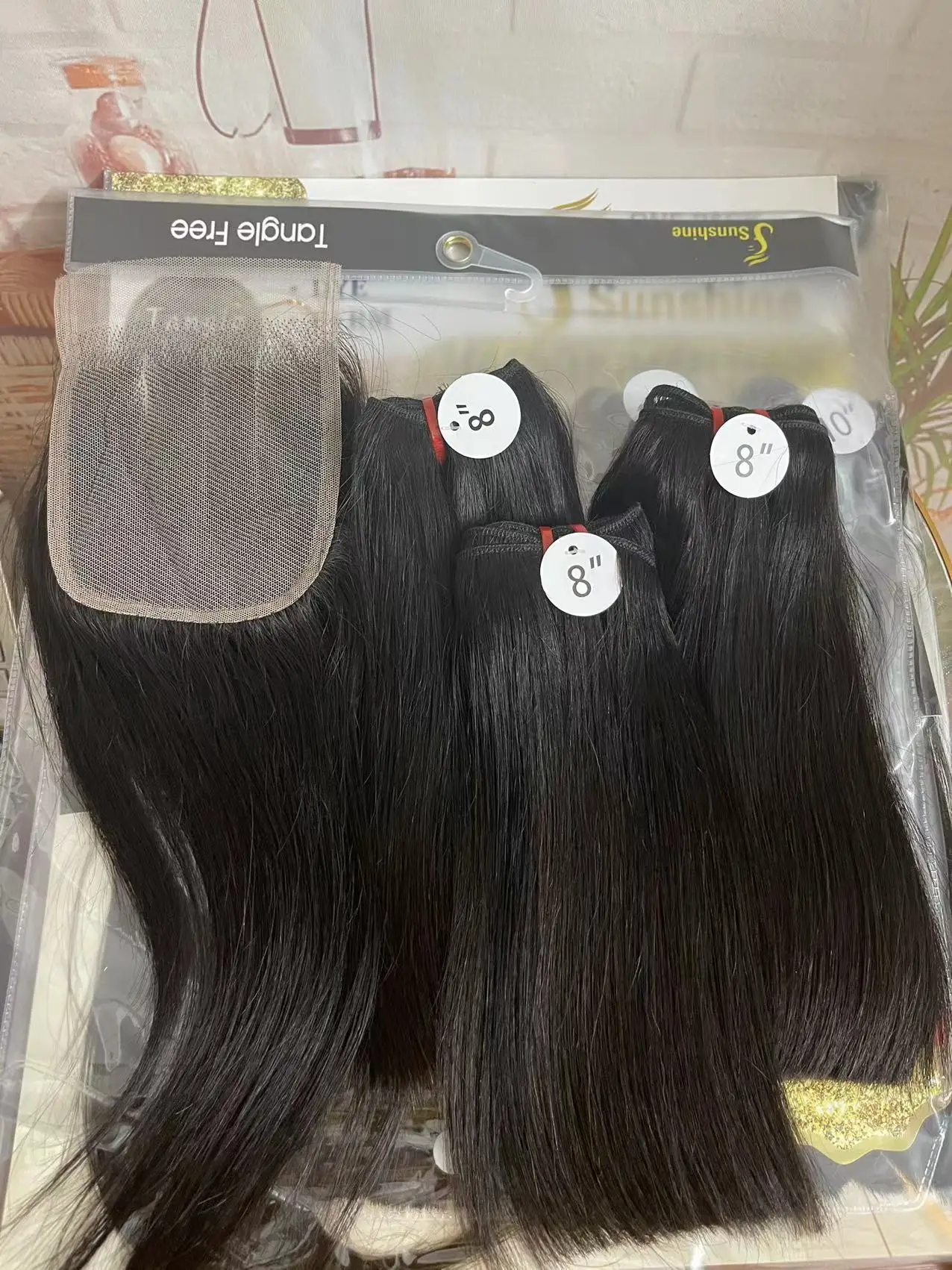 Wholesale 3+1 Packet Hair with Closure - 12A Bone Straight