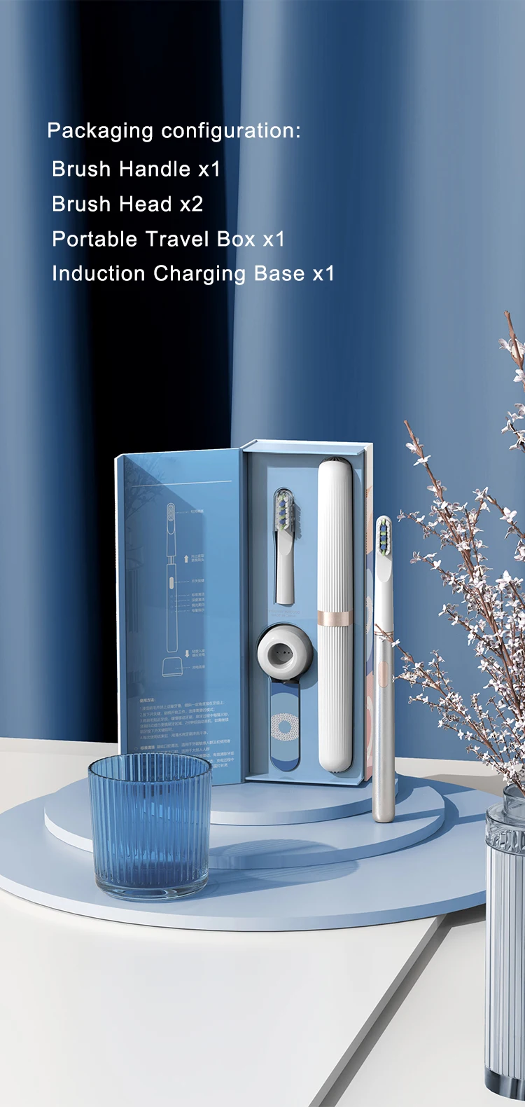 Wireless Charging Electric Toothbrush for Women - Pink & Purple