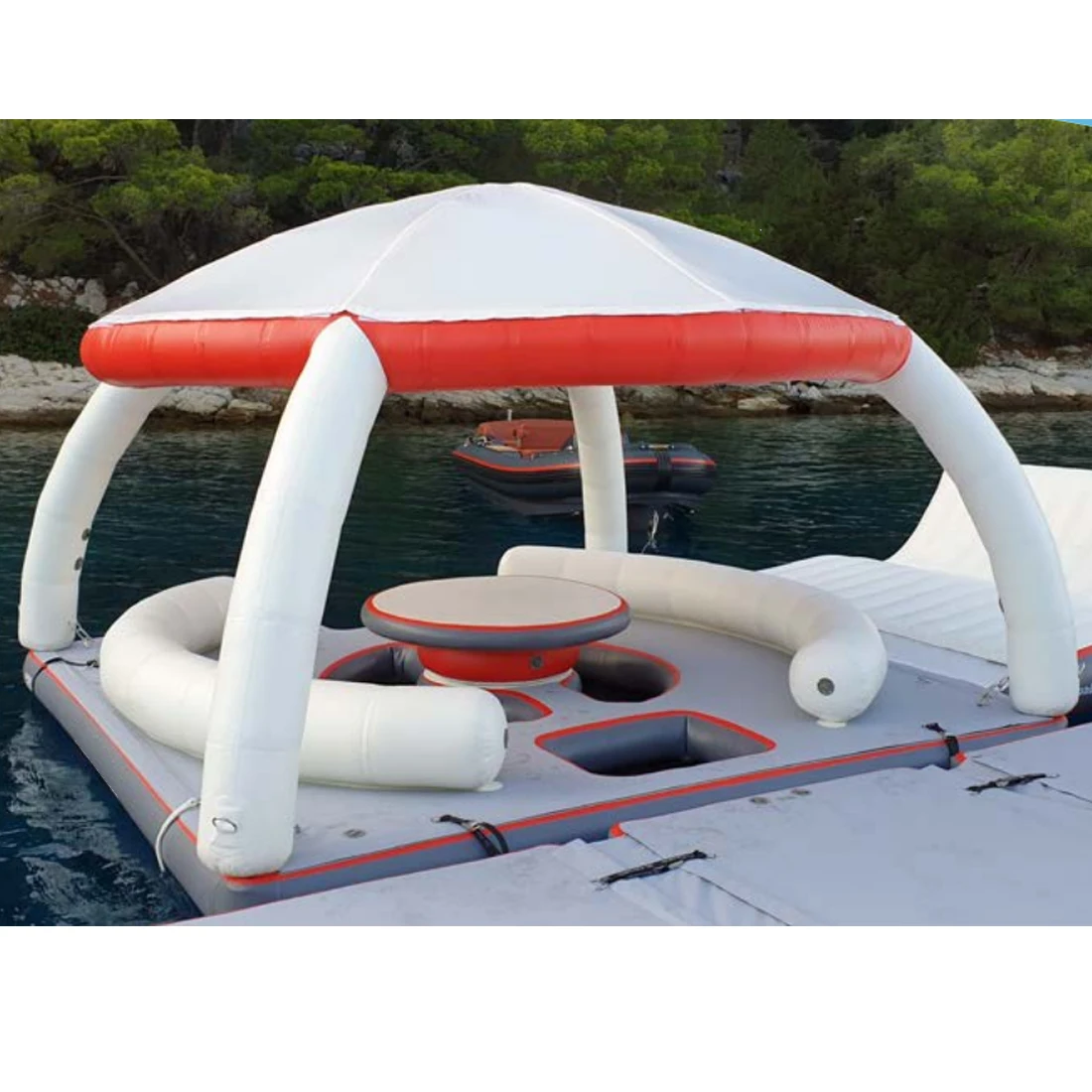 Leisure Cabana Raft Lounge Inflatable Floating Pontoon Dock Water ...