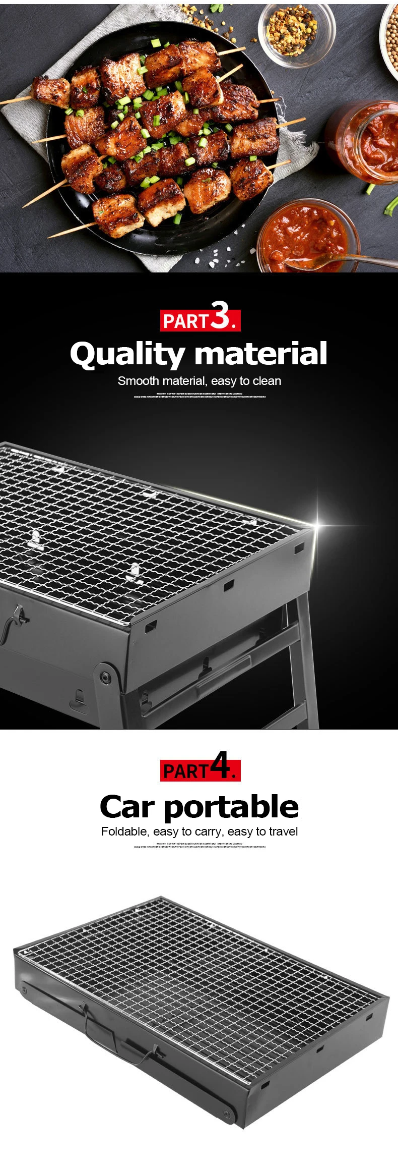 Portable Bbq Barbecue Grill Rotisserie Small Parrilla Portatil Folding ...