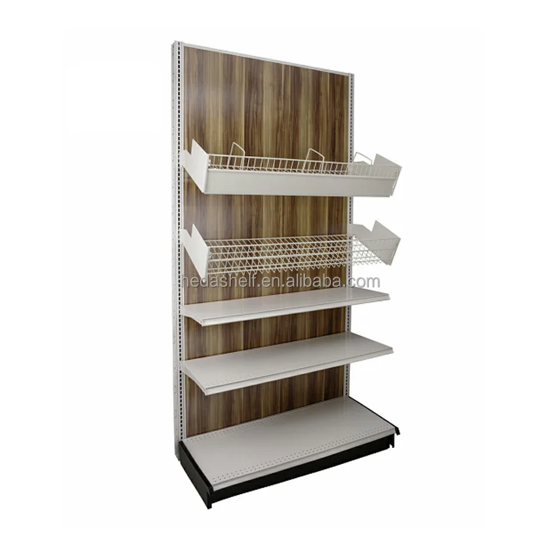 Custom Sized Steel And Wood Retail Store Display Shelf Double Sided ...