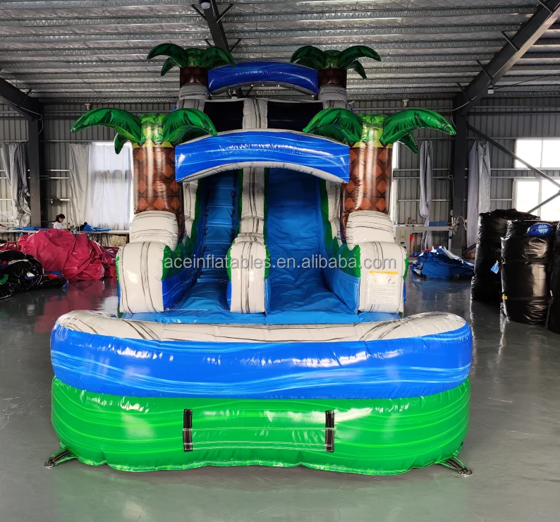 Kids Adults Commercial Outdoor Tropical Breeze 15ft Waterslides ...