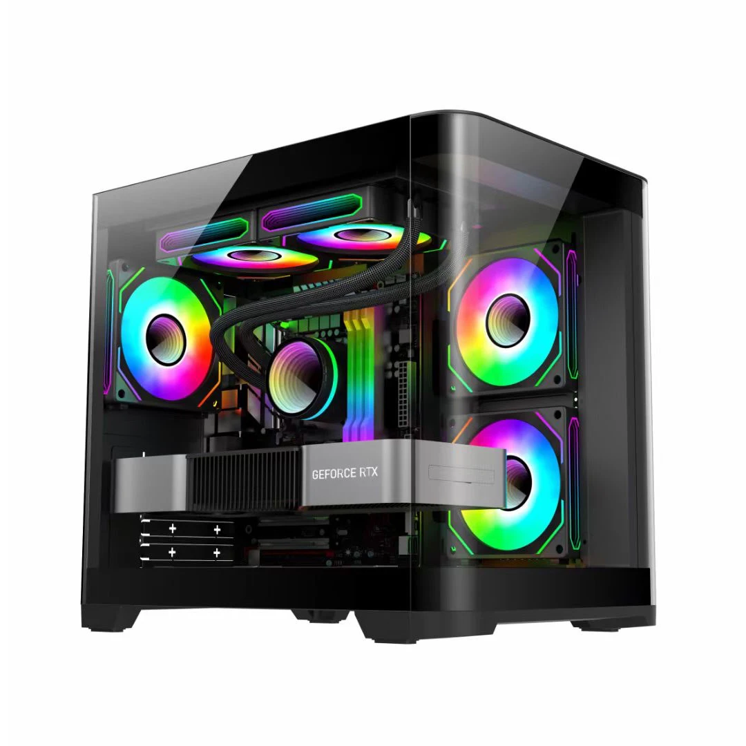 Herder PC Cube Gaming Desktop Case - Tempered Glass Chassis
