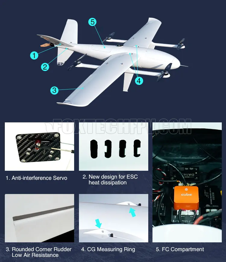 Foxtech Ayk-250 Drone Uav Vtol Fixed Wing Aircraft Helicopter Real ...