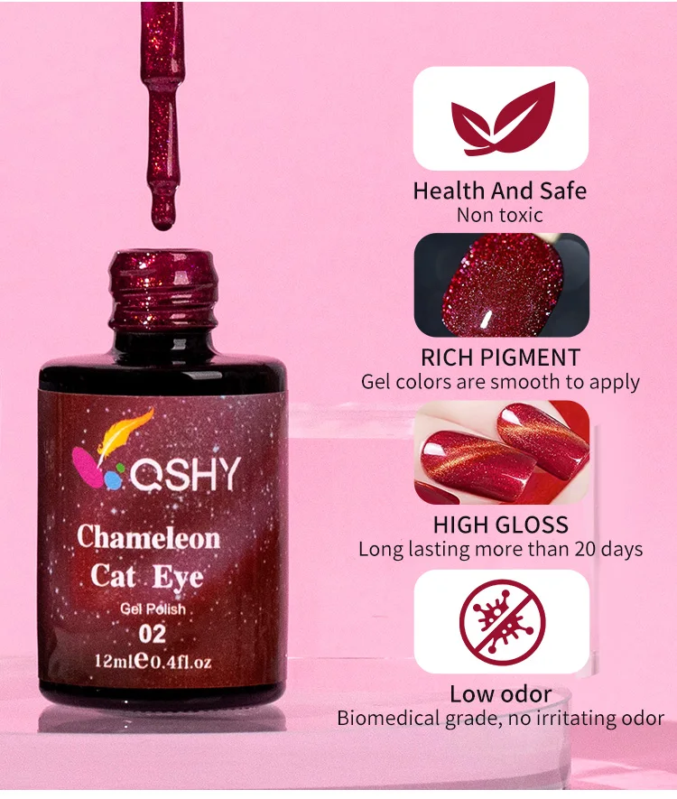 Qshy 6 Colors Flash Gel Polish Cat Eye Long Lasting Oem/odm Private ...