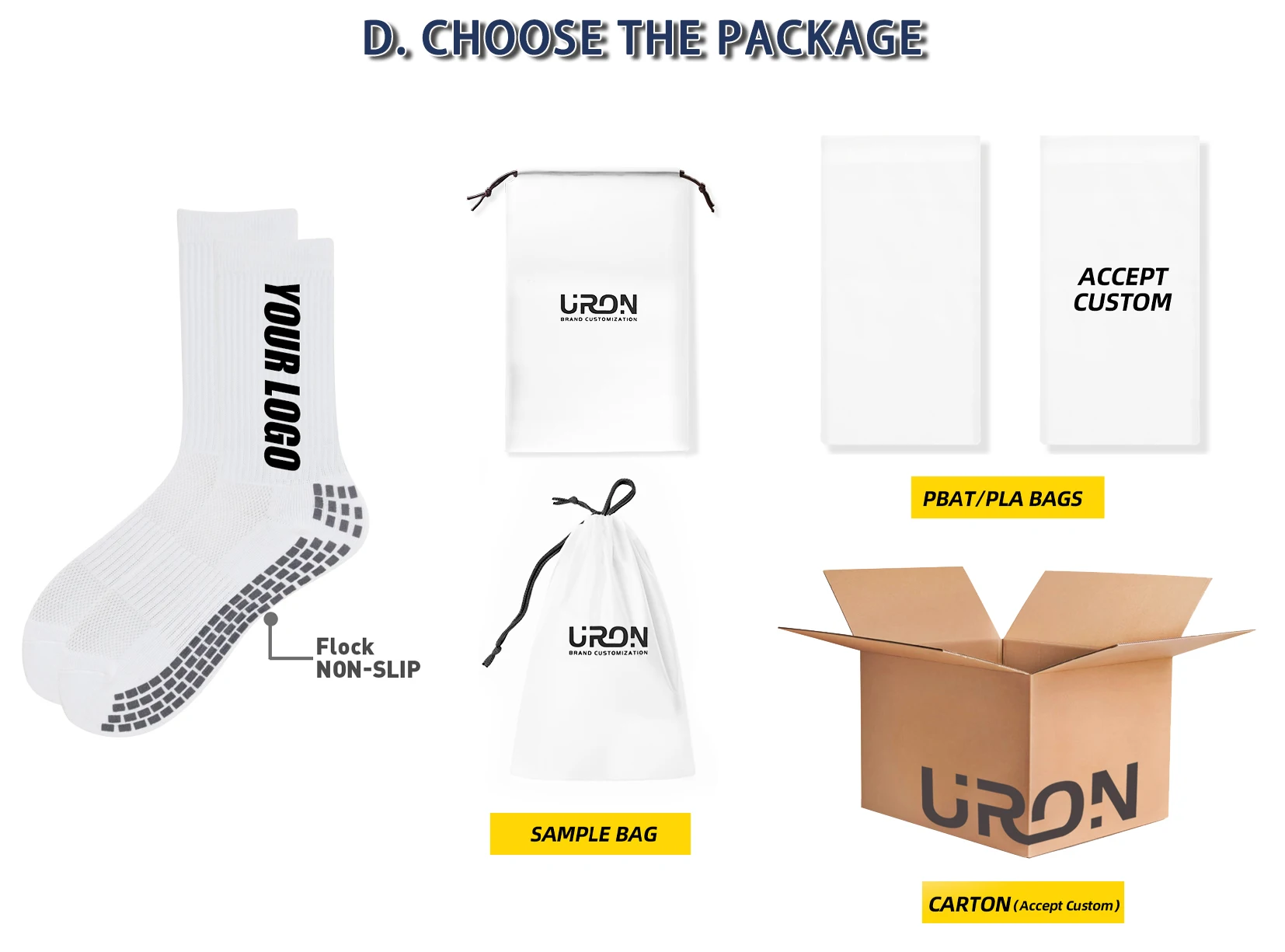 Free Packing Grip Socks Uron Custom Soccer Football Socks Grip Anti ...