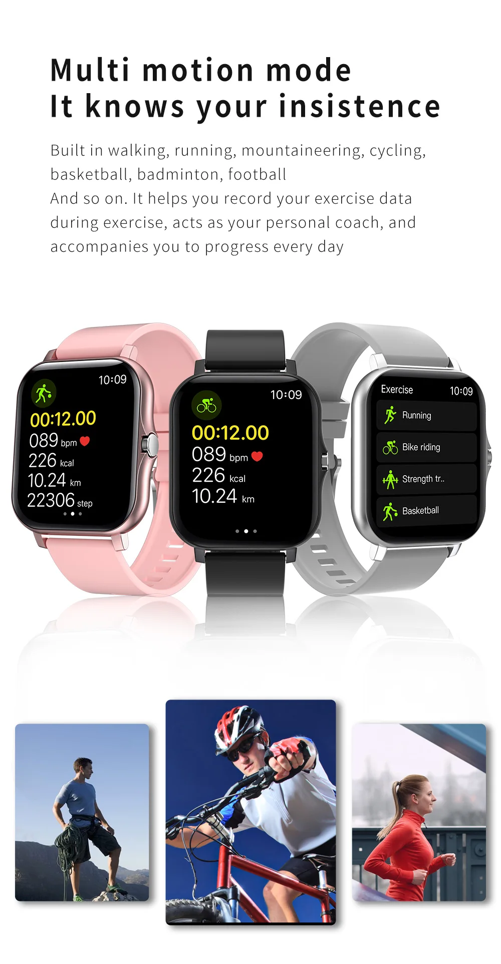 1.69 Inch Big Screen Smart Watch H13 Women Smartwatch Bt Call Bt Music ...