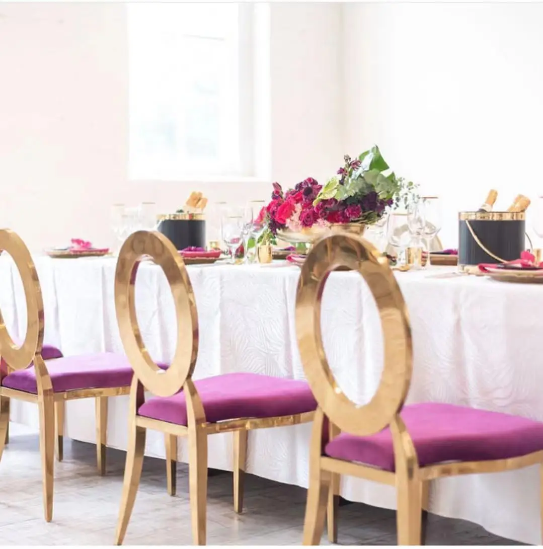 Luxury Event Round Back Design Gold Party Stainless Steel Hotel Wedding ...