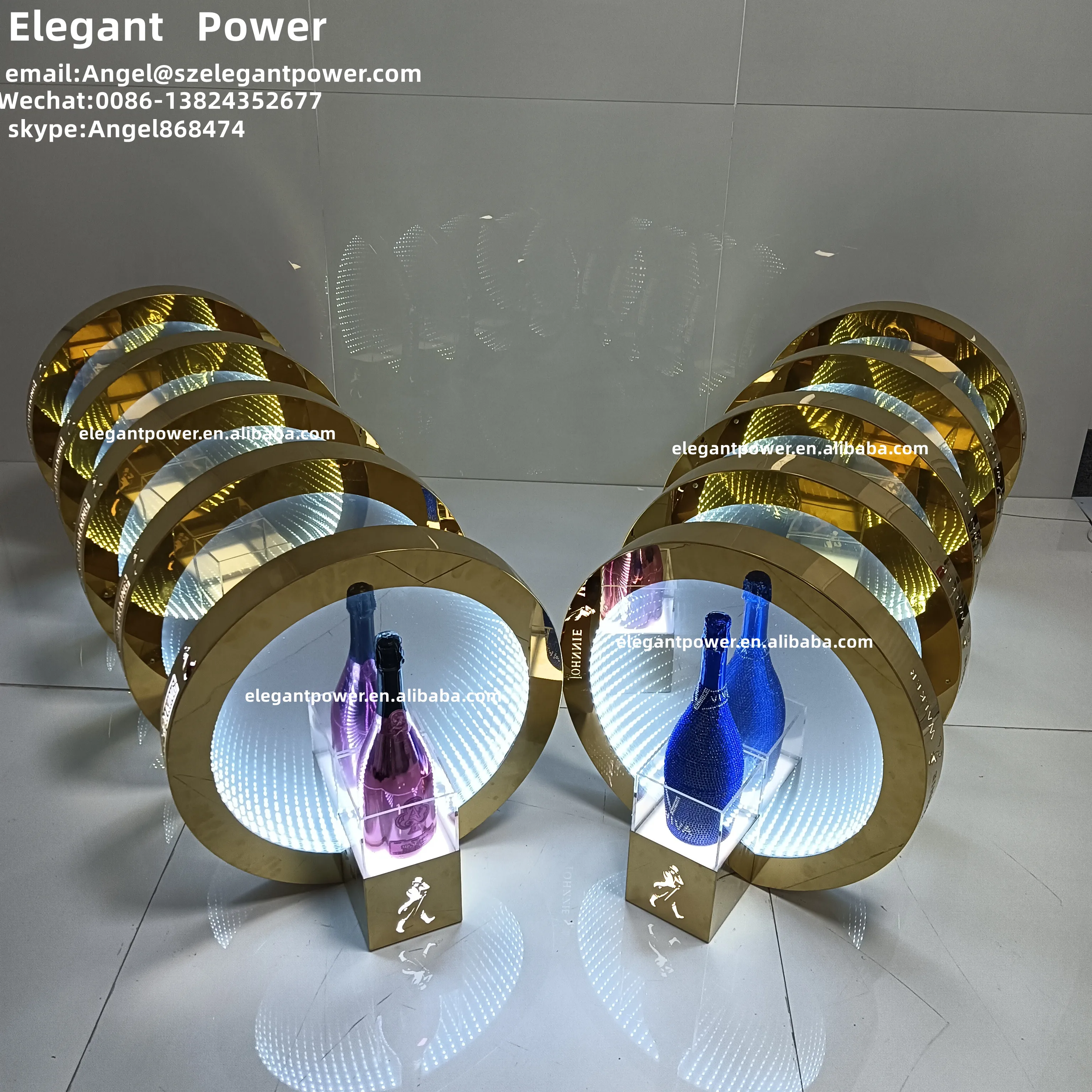 Customizable Stainless Steel Mirror Signs Led Bottle Presenter Service ...