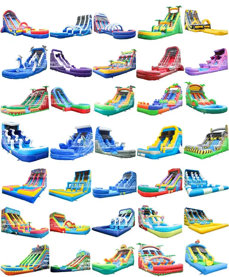 Grey Marble Kids Water Slide Inflatable Water Slide With Pool For Sale ...