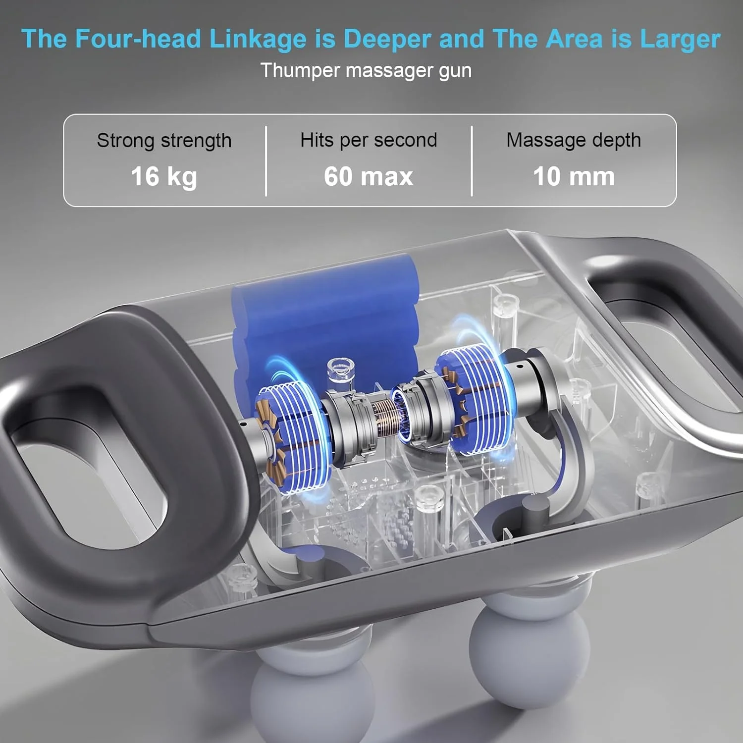 Nowcozy 4-Head Massager Gun with 3 Intensities, Portable Back Massager ...