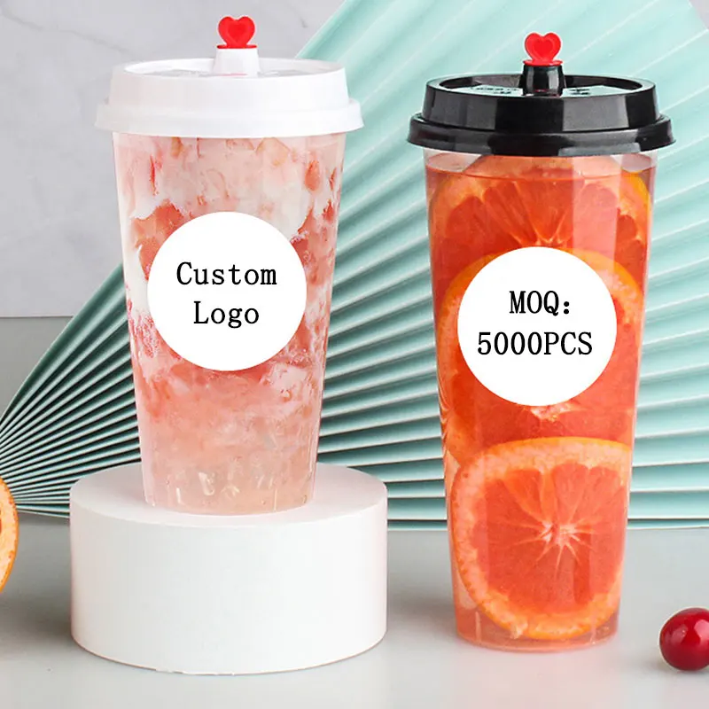 JIMI Custom Disposable PP Plastic Cup with Lid - Perfect for Boba Milk Tea