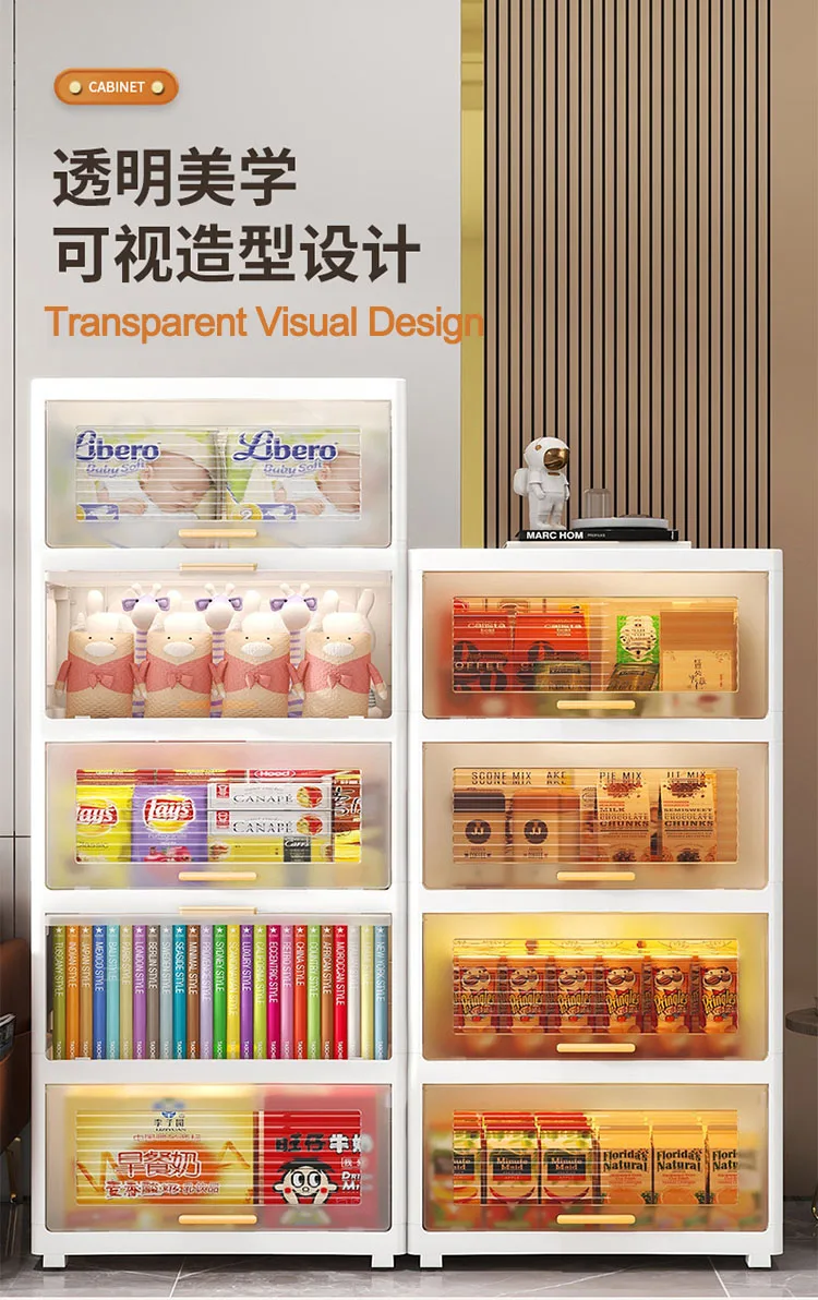 Plastic Transparent Flip-top Storage Cabinet Multi-layer Storage Drawer ...