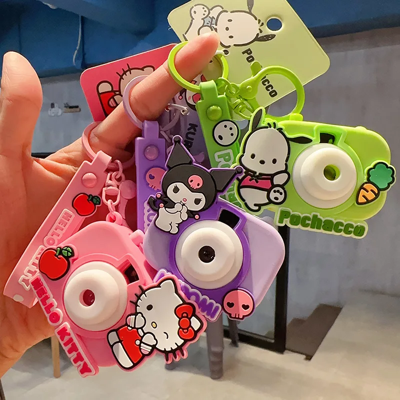 Cute Cartoon Kuromi Projection Camera Sanrioed Hello Kitty Keychain ...
