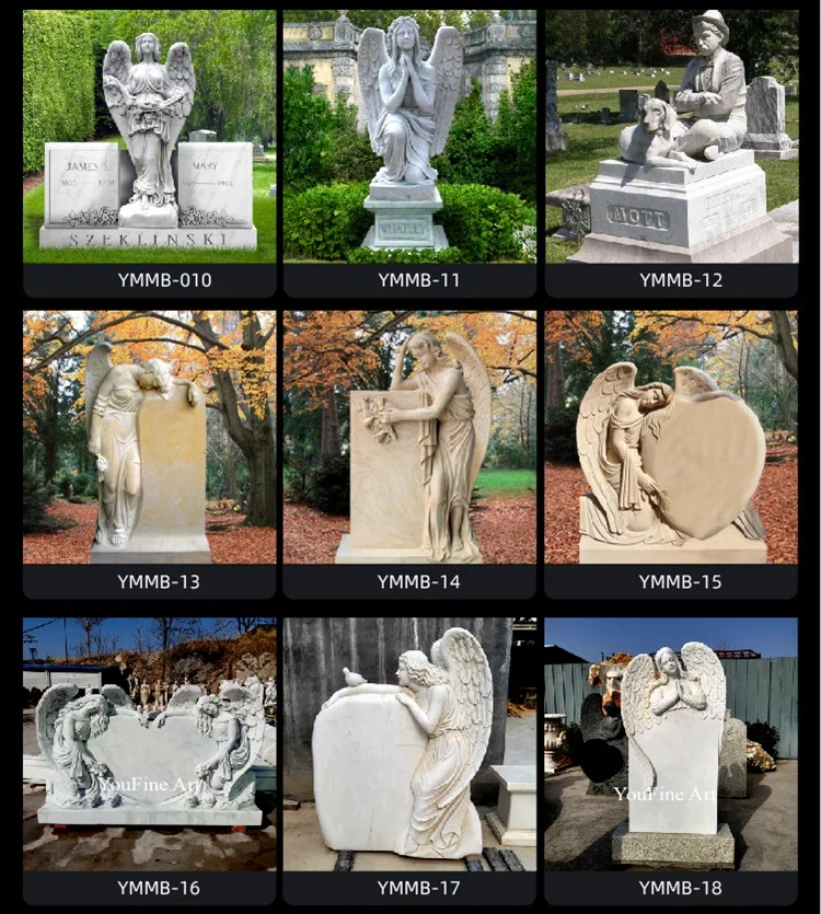 Modern Black Granite Double Angel Headstone Tombstone Cemetery Memorial ...