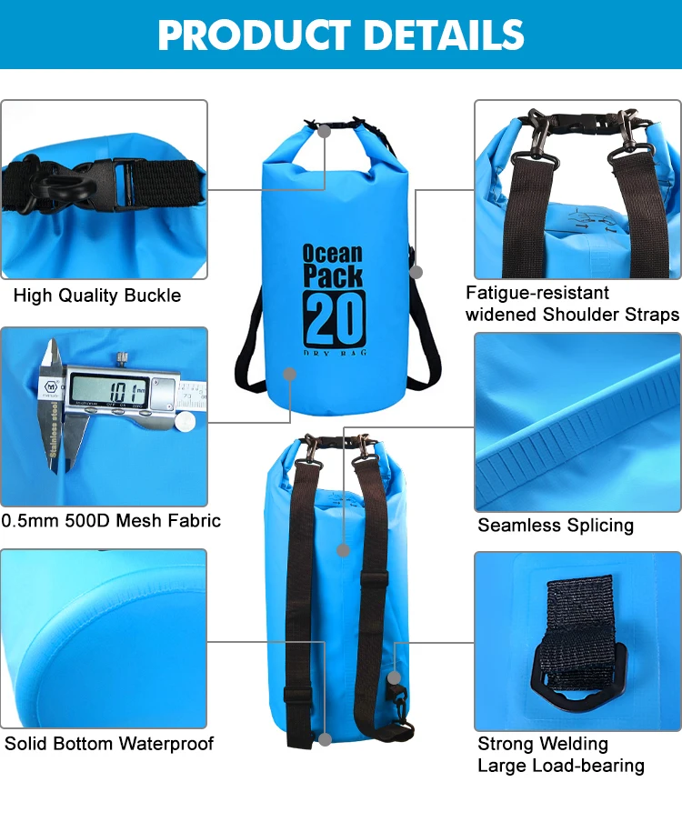Kinggear Custom Logo Waterproof Storage Dry Bags 5l/10l/20l/30l Roll Top Sack 500d Pvc Ocean ...