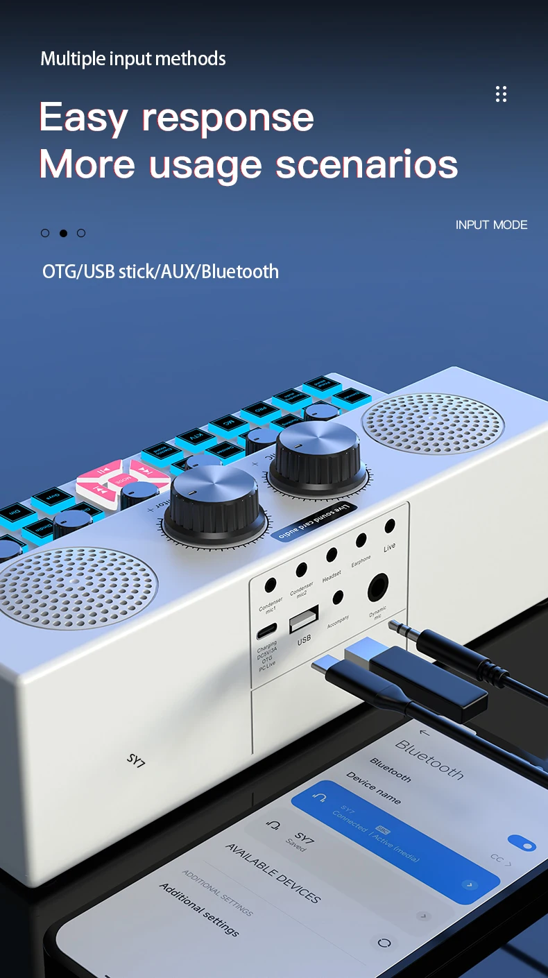 Professional Audio Sound Card Recording Audio Mixer Sy7 With Bt Speaker ...