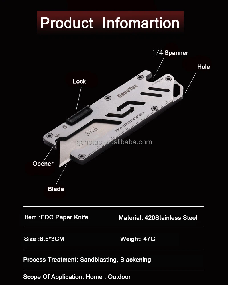 Custom Made EDC Sk5 Steel Retractable Blade Cutter