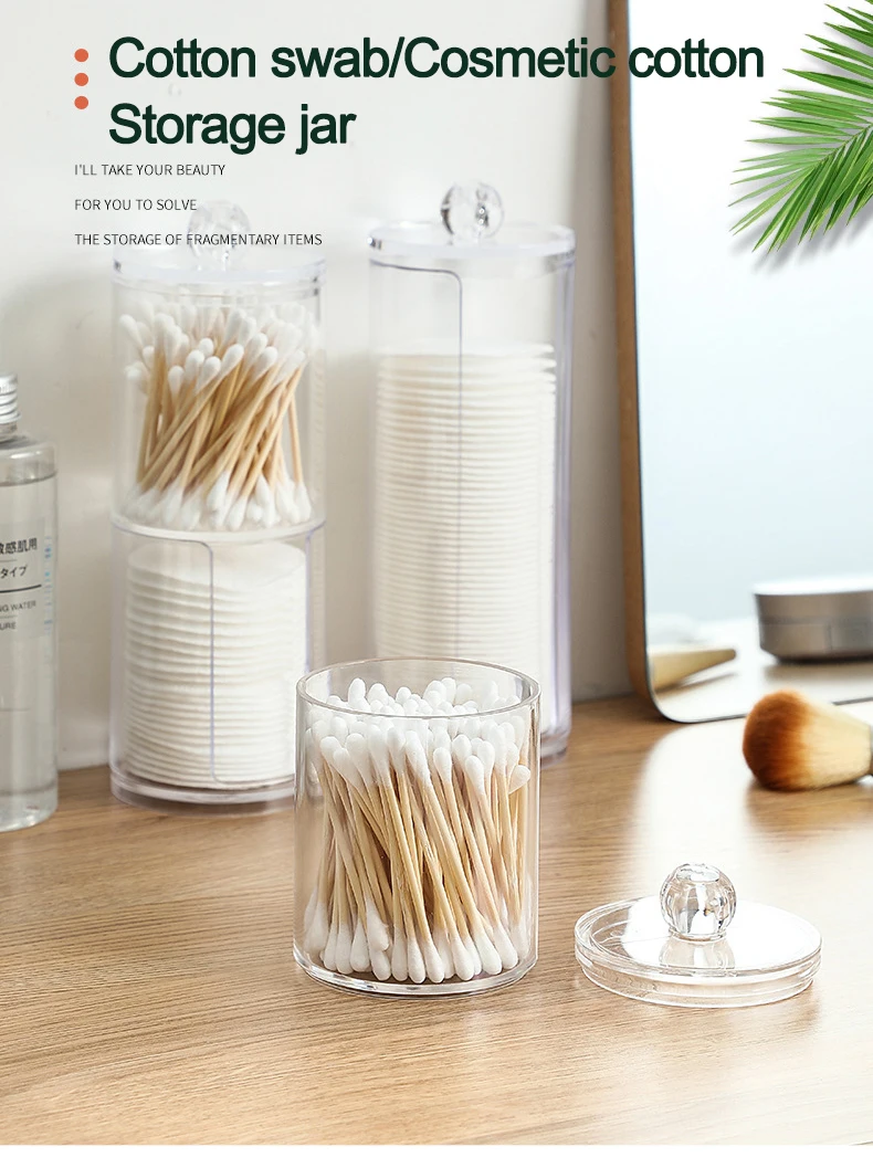 Factory Sell Transparent Plastic Makeup Cottons Container Round ...
