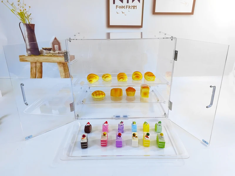 3-Tier Pastry Display Case Bread Rack Acrylic Bakery Pastry Showcase ...