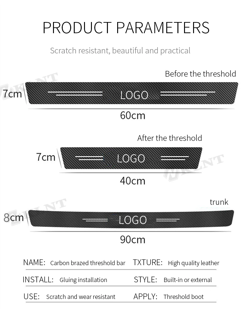 Universal Car Door Sill Protector - Anti Scratch Carbon Fiber Texture