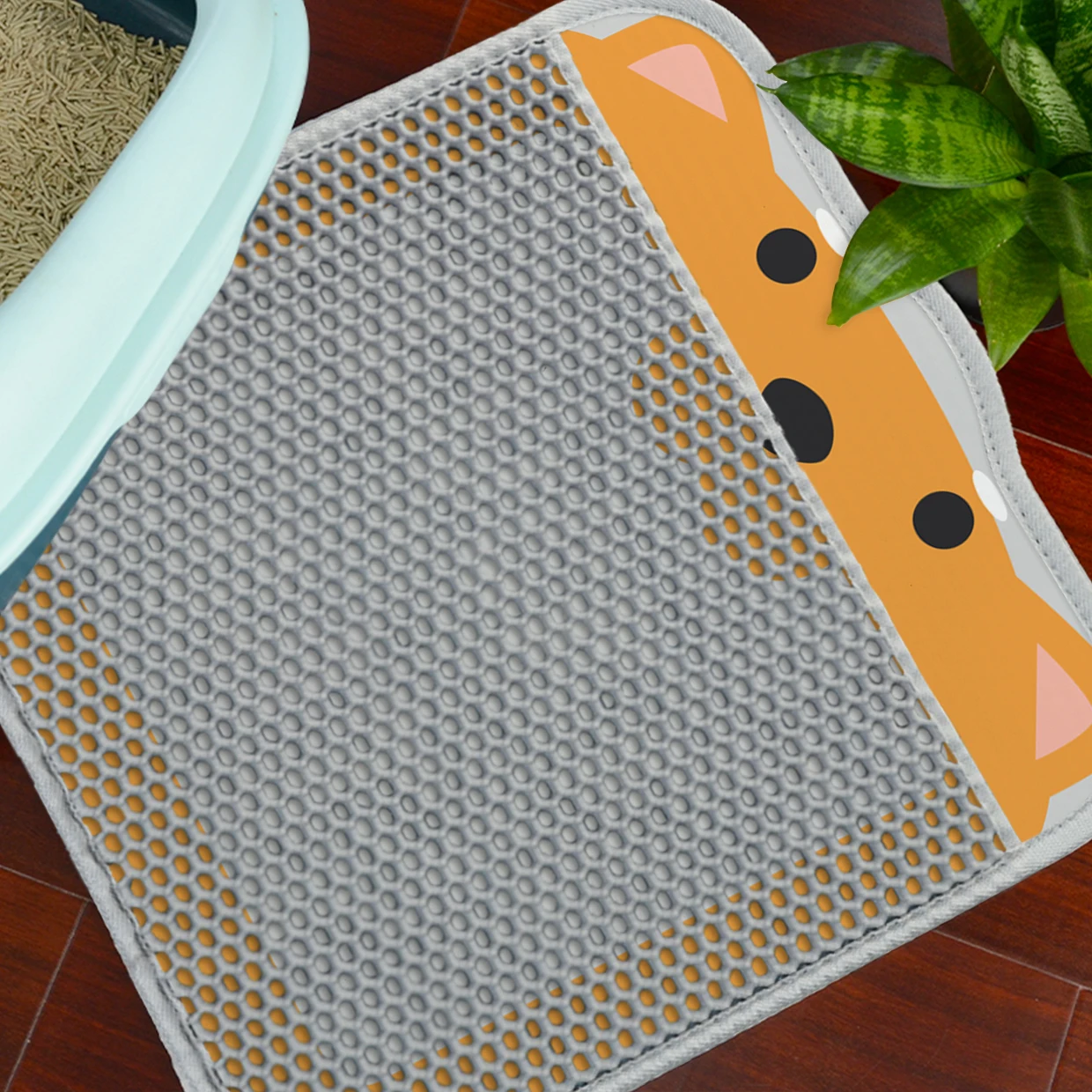 Orange Cat Litter Mat - Honeycomb Double Layer Eva, Comfortable & Easy ...