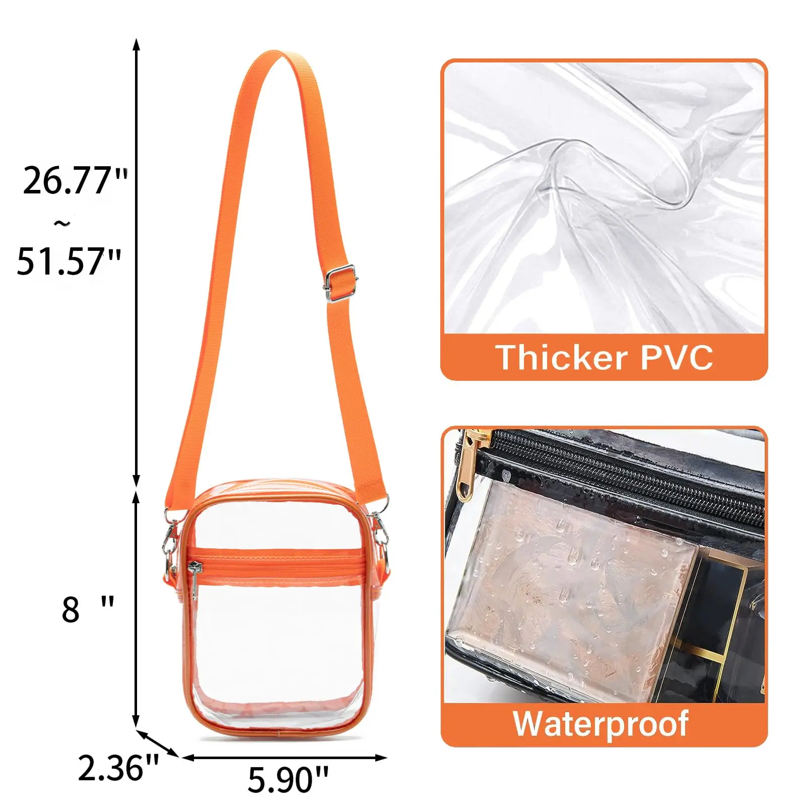 Wholesale Women's Waterproof Shoulder Pvc Purses Bag Clear Crossbody ...