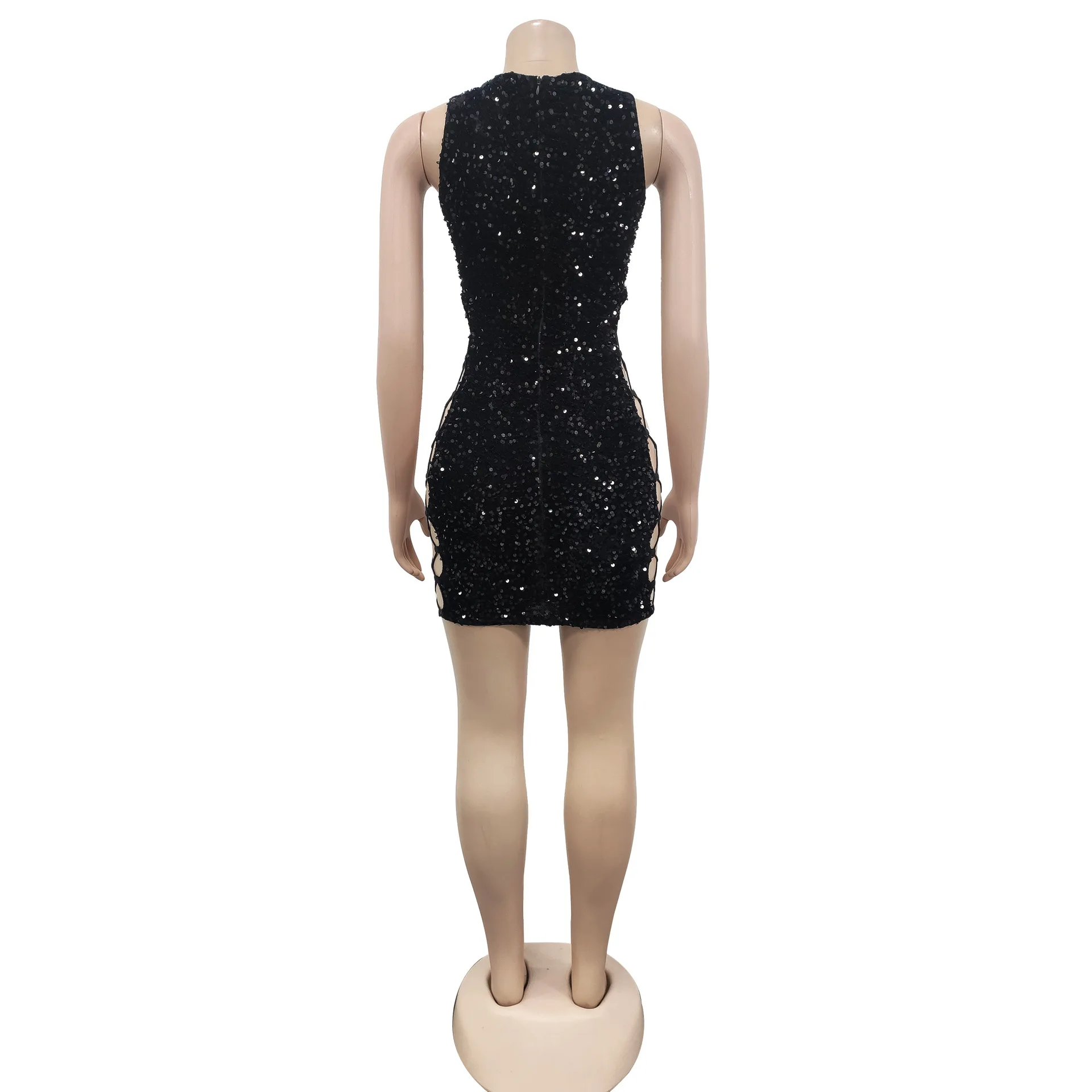 Sexy Cut Out Slim Sequin Dress - King Mcgreen Star New Fashion