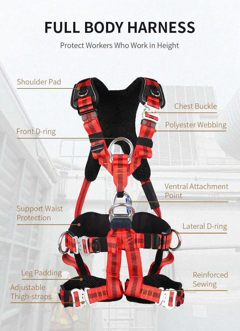 Rope Access Equipment Full-Body Safety Harness - 100kg Capacity