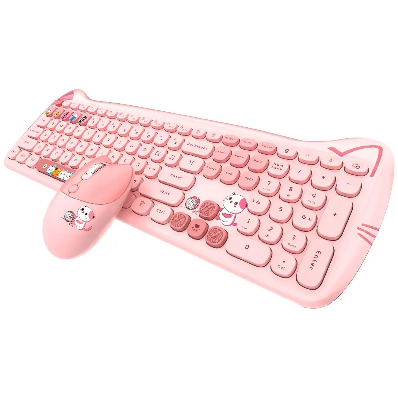 Geezer Wireless Keyboard And Mouse Set Mute Mechanical Feel Cute Girls ...