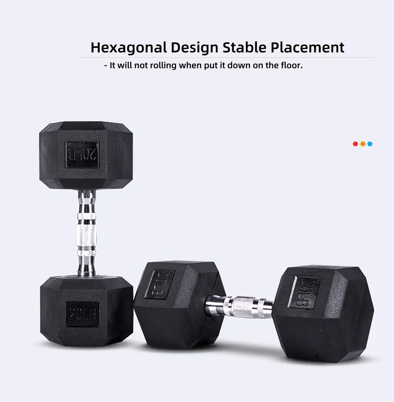 Rubber Hex Dumbbell Set 1-100LB - Custom Logo OEM